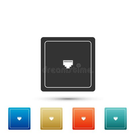 Ethernet Socket Sign Network Port Cable Socket Icon Isolated On