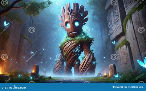 A Animated Phantom Grove Tree Guardian Cartoon Stock Illustration