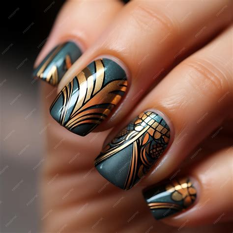 Premium Ai Image Art Deco Nails Design Bold And Glamorous Art Deco