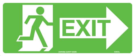 Running Man With Exit And Right Arrow Exit Entry Signs USS