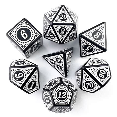 Dnd Polyhedral Dice Set With Textures Pattern 7pcs Of D4 D6 D8 D10 D10