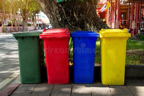 Multi Colored Plastic Garbage Containers Stock Photo Image Of Trash