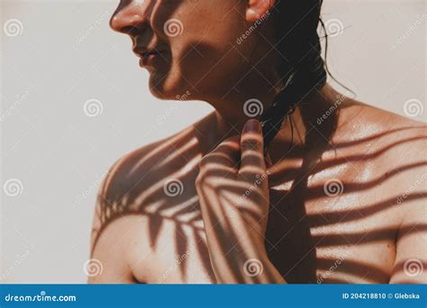 Shadow From Palm Tree Falls On Girl Naked Body Stock Photo Image Of Erotica Drawing