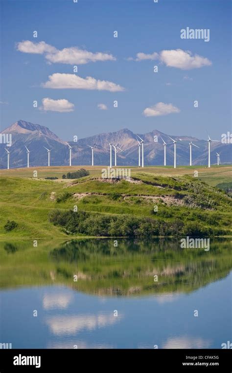 Power Generating Windmills Near Pincher Creek Alberta Canada Stock