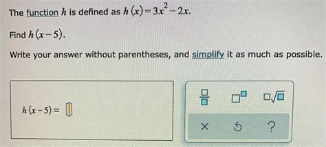 [answered] the function h is defined as h x 3x² 2x find h x 5