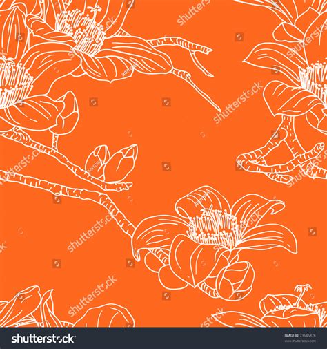 Seamless Wallpaper Orchid Flowers Stock Vector Royalty Free 73645876