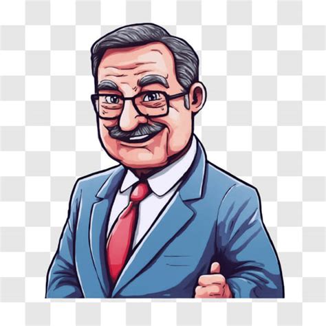 Baixe Desenho De Homem Mais Velho De Terno Bege Fazendo Sinal De