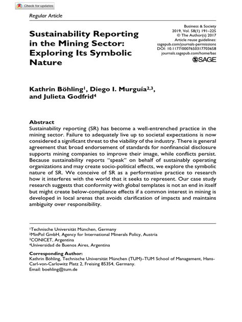 Sustainability Reporting In The Mining Sector Exploring Its Symbolic Nature 0 Download