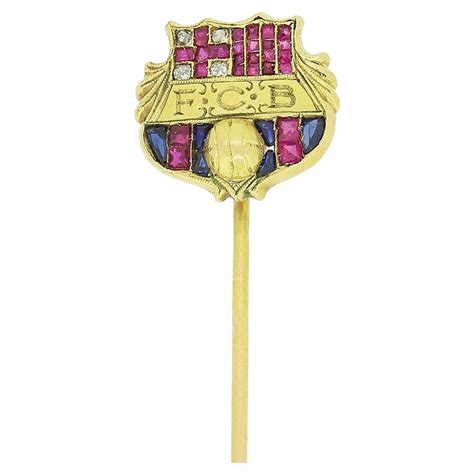 Antique Barcelona Football Club Ruby Sapphire And Dia… Gem