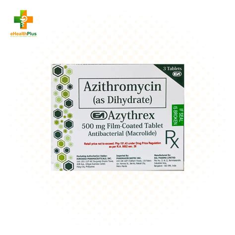 Azythrex Azithromycin 500mg Film Coated Tablet Ehealthplus Online