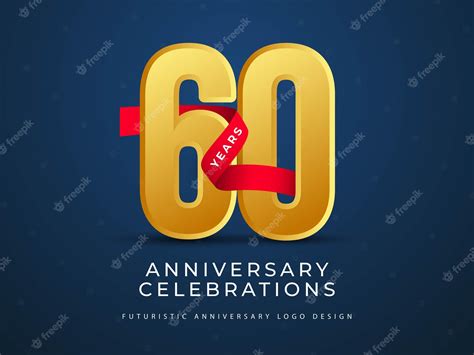 Concept De Logo De Célébrations Danniversaire De 60 Ans Vecteur Premium