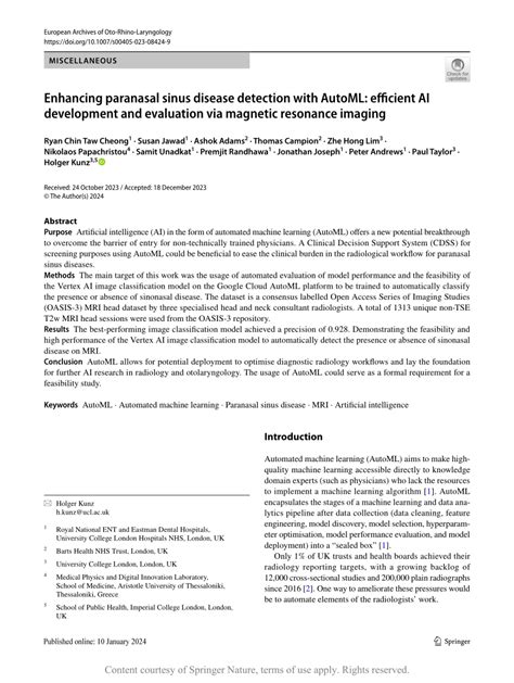 Pdf Enhancing Paranasal Sinus Disease Detection With Automl