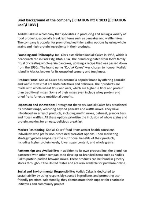 Intro Final Assignment Brief Background Of The Company Citation