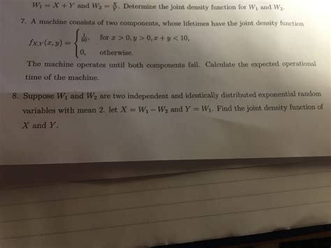 Solved W X Y And W2 Determine The Joint Density