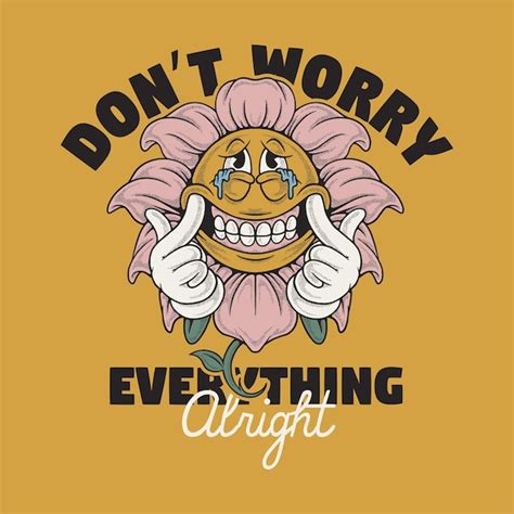 Premium Vector Retro Cartoon Emblem Of Flower Making Fake Smile