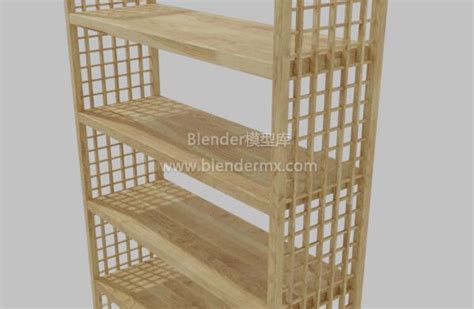 Blender木质镂空书架置物架家具箱包3d模型素材资源下载 Blender模型库