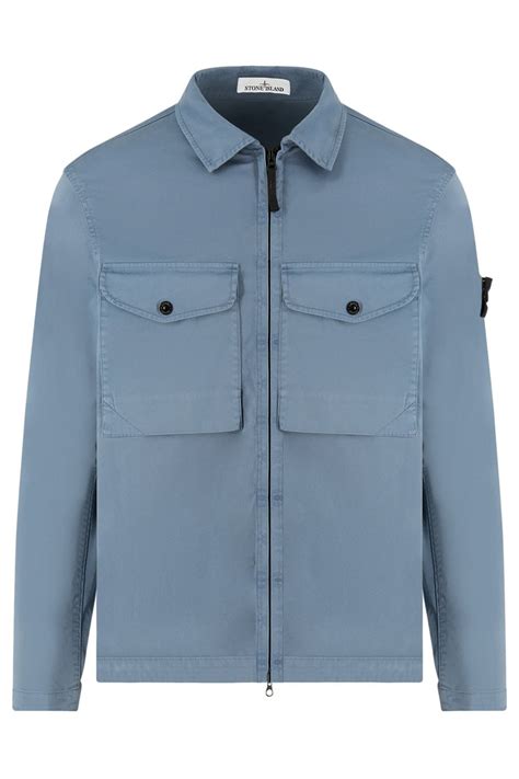 Stone Island Patch Pocket Compass Overshirt Blue Clothing From Circle