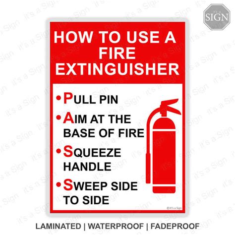 How To Use Fire Extinguisher Pass Sign Laminated Signage A4 A5
