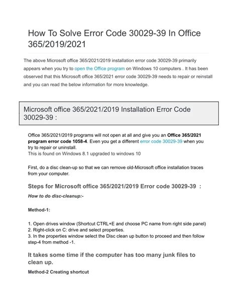 ppt how to solve error code 30029 39 in office 365 2019 2021