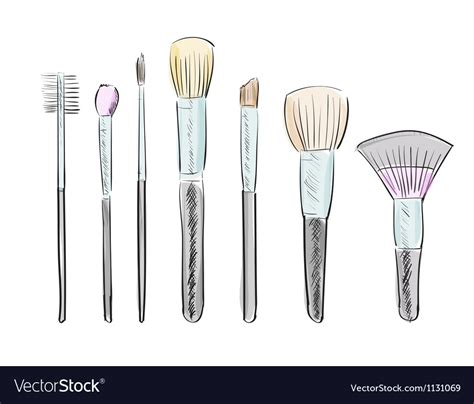 Set Of Hand Drawn Makeup Brushes Royalty Free Vector Image