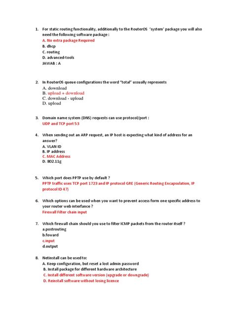 routeros configuration questions and answers networking routing