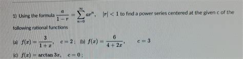 Solved 1 Using The Formula 1ra N 0arn R