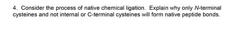 4 Consider The Process Of Native Chemical Ligation