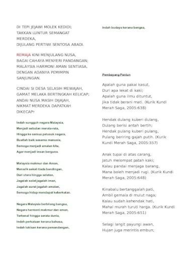 Sajak Bahasa Jiwa Bangsa Pantun 6 638 Sejarah Tahun Lima Identiti