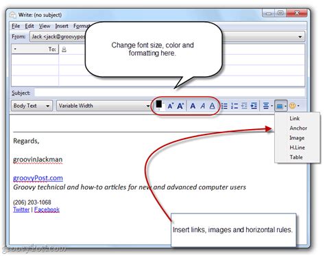 how to create html signatures in thunderbird without learning html