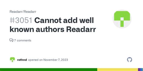 cannot add well known authors readarr · issue 3051 · readarr readarr