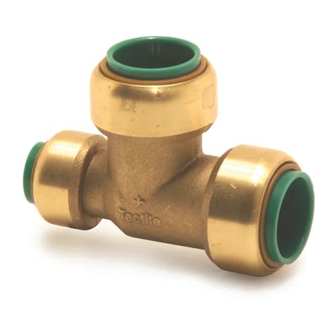 Tectite Classic T26 Brass Push Fit Reducing Red Tee One End Reduced 34