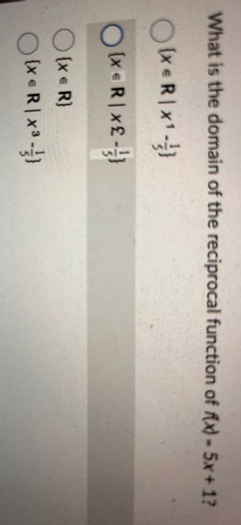 Answered What Is The Domain Of The Reciprocal Bartleby