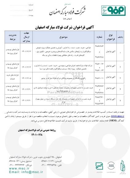 مناقصه طراحی، خرید، نصب، تست، راه اندازی، آموزش و تضمین عملکرد پروژه تعویض سیگلوکانورتر و