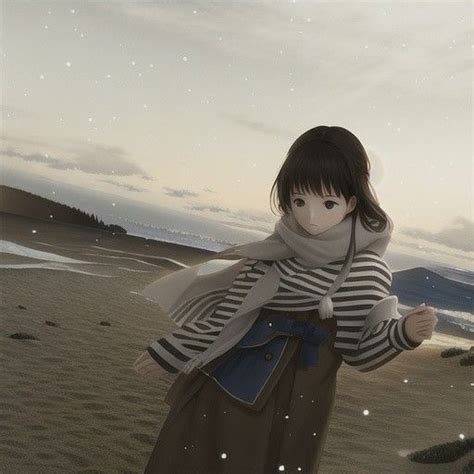 Cute Anime At Sea Edge Anime Cute Sea