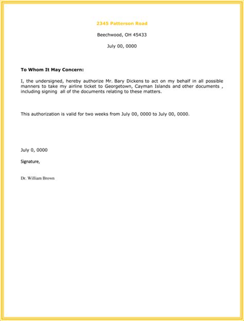 Sample Authorization Letter To Transact On My Behalf Printable Online