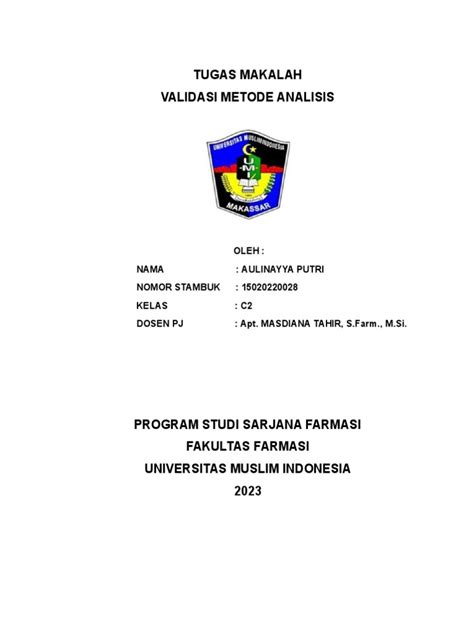 Validasi Metode Analisis Pdf