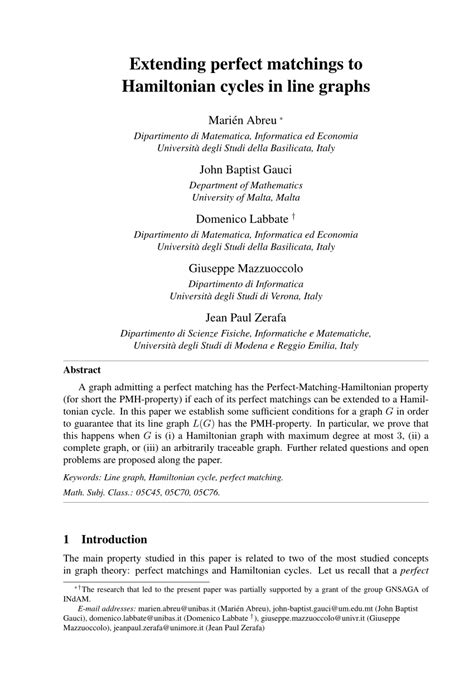Pdf Extending Perfect Matchings To Hamiltonian Cycles In Line Graphs