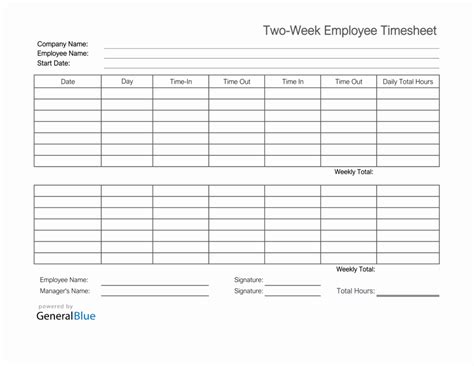 Free Printable Week Timesheet Template