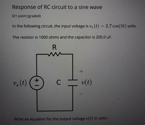 Solved Response Of Rc Circuit To A Sine Wave 01 Point