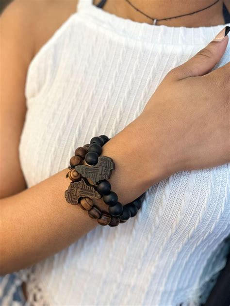 Africa Map Beads Bracelet Historic Africa Handmade Unisex Wooden