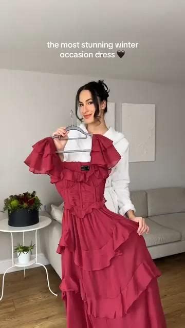 Flutter Sleeve Ruched Corset Detail Tiered Midi Dress In Berry Video