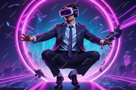 Premium Ai Image Young Asian Man Wearing Vr Headset Enjoy Playing