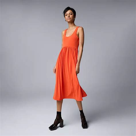 Womens Simply Vera Vera Wang Sleeveless Ruffled Fit And Flare Midi Dress