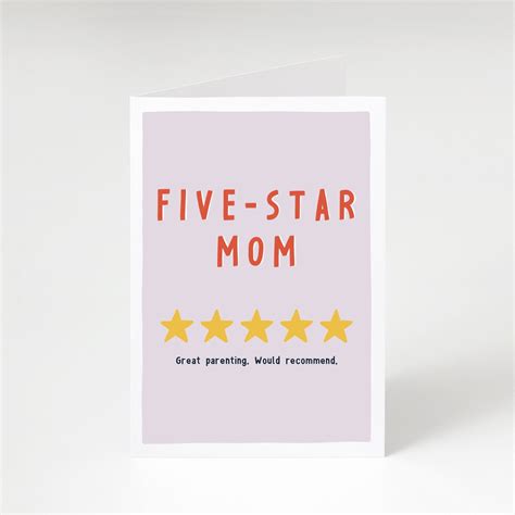 Five Star Mom Card Funny Mom Birthday Card Card For Mom Etsy UK