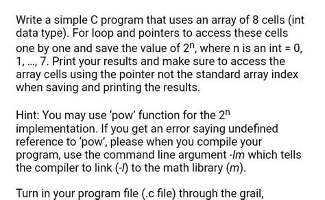 solved write a simple c program that uses an array of 8