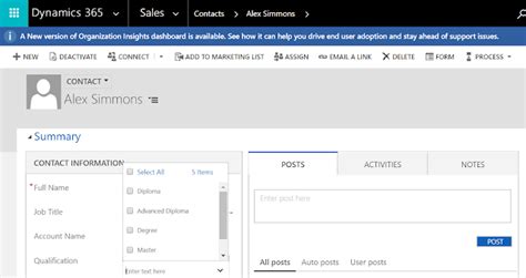 Dynamics CRM Dynamics MultiSelect Option Set