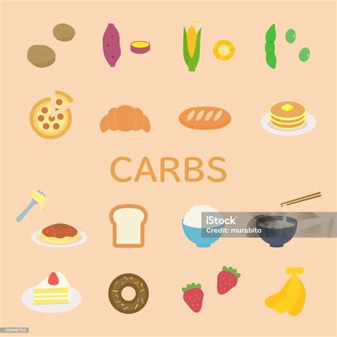 심플하고 귀여운 탄수화물 일러스트 세트 플랫 디자인 0명에 대한 스톡 벡터 아트 및 기타 이미지 0명 개체 그룹 건강한 생활방식 Istock