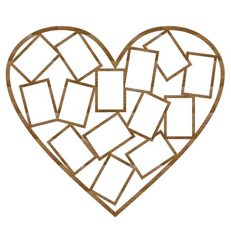 Heart Shape Photo Collage Frame Laser Cut Cdr File Free Download Vecty