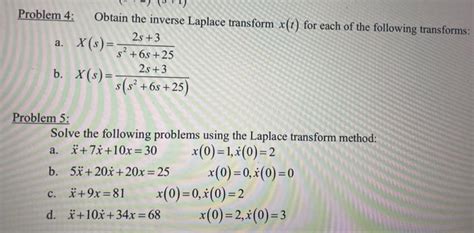 Solved Problem Obtain The Inverse Laplace Transform X T Chegg