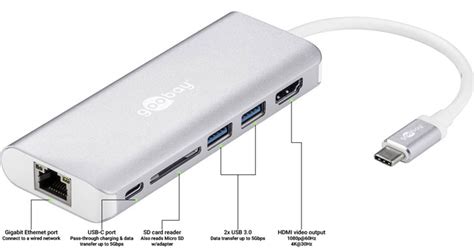 Goobay Premium USB C Multiport K HDMI USB Adapter Silver